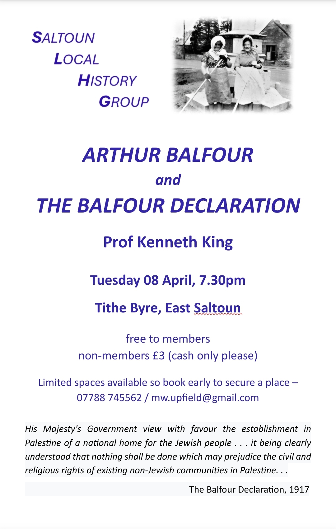 Upcoming events – Saltoun Local History Group